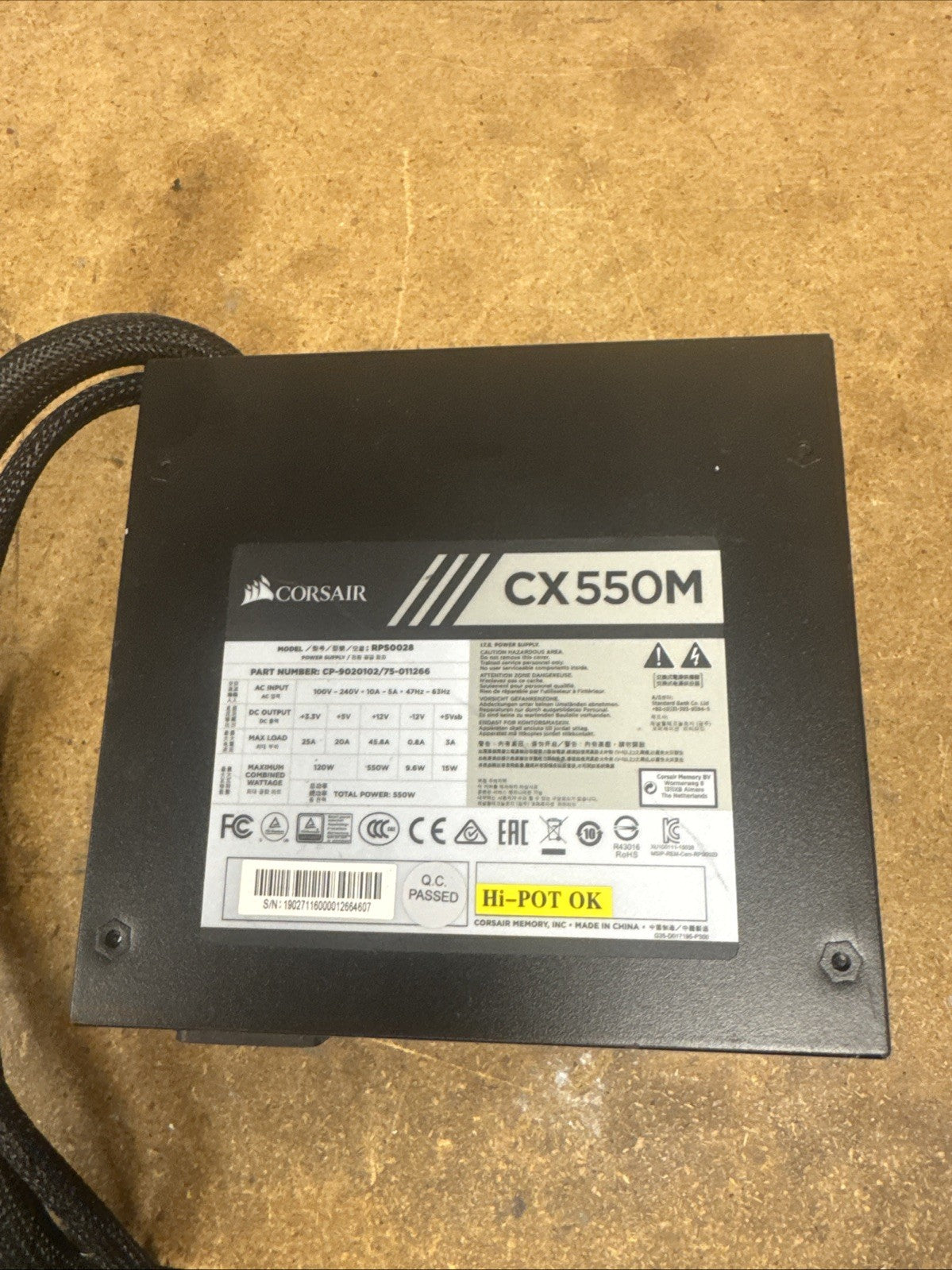 CORSAIR CX 550M 550 Watt Power Supply Model RPS0028 Missing Cables ...